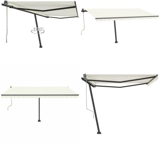 vidaXL Luifel vrijstaand automatisch 400x350 cm crèmekleurig ...