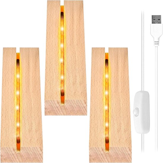 3 stuks LED-sokkel voor verlichtingspaneel tafeldisplay (B) met USB ...