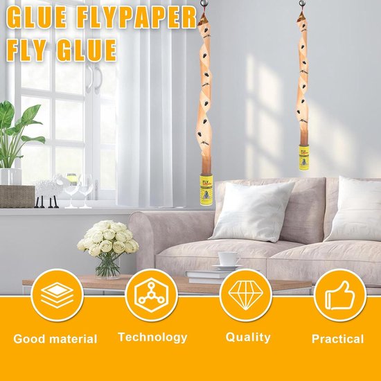 Vliegenvangers, 48 stuks vliegenvanger-rollen, vliegenvallen van papier ...