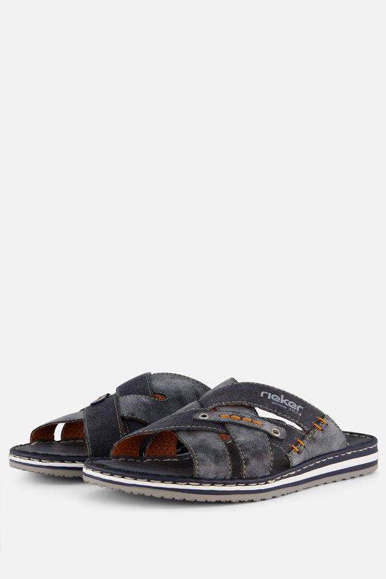 Rieker Serbia Slippers blauw Leer - Maat 46 | bol
