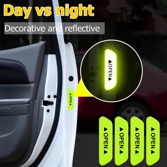 Reflecterende stickers voor autodeur - 4 stuks, waterdicht en anti ...