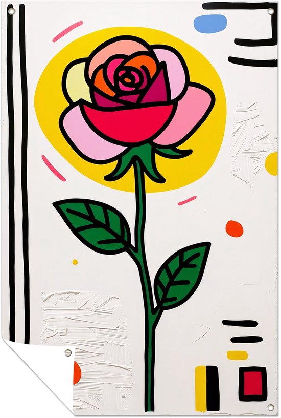 Moderne pop art roos - Roos poster - Tuinversiering bloem - Pop Art ...