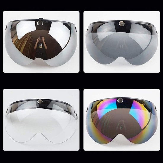 Universal Motorcycle Helmet Lens Retro Visor with 3 Push Buttons ...
