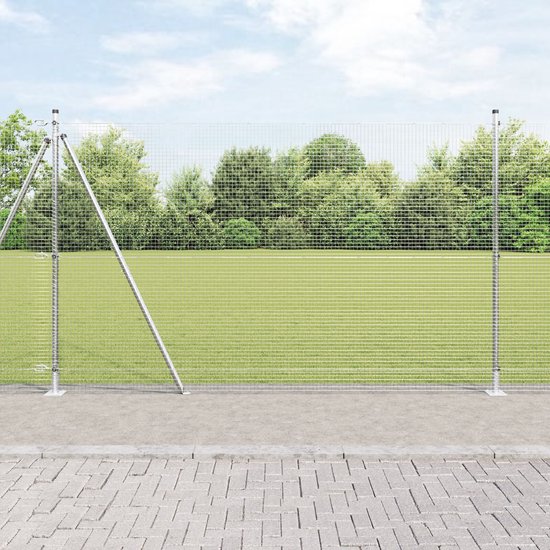 vidaXL - Gelast - Draadhek - met - 13 - Flanged - Palen - 1.5x25 - m ...