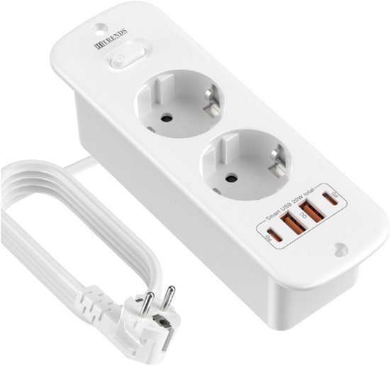 Inschuifbaar Stopcontact Met USB – 2-Voudig Inbouwstopcontact ...