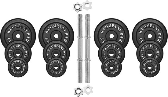 Korte Halterset met Gietijzeren Halterschijven - 30/31 mm, 20 kg en ...