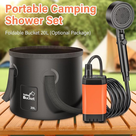 Campingdouche met Pomp - Mobiele Buitendouche met Douchekop en 2M Slang ...