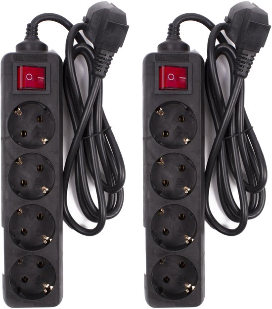 Benson Stekkerdoos 4-voudig - 2x - schakelaar - geaard - zwart - 150 cm ...