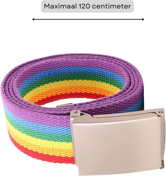 D-Clip Riem - 7-Kleuren Regenboog - Ultra Lange LGBTQ Riem met Ijzeren Gesp - Rainbow... | bol