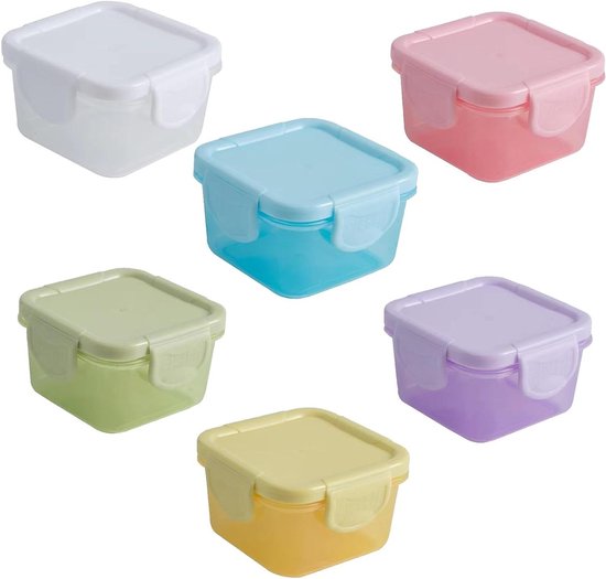 Plastic Small Tin Cans with Lid - Set of 6 Reusable Food Containers ...
