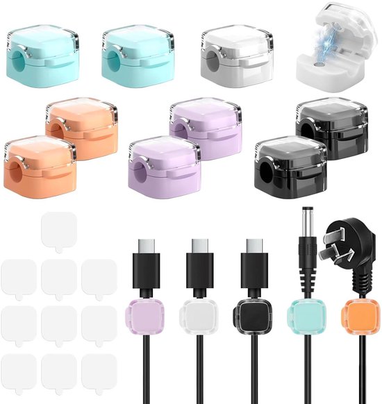 Magnetic Cable Clips - Set van 10 stuks - Multicolor Cable Holder for ...