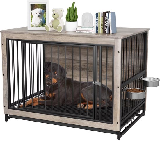 Houten Hondenbenche - Hondenren - Hondenkrat Bijzettafel met Afneembare ...