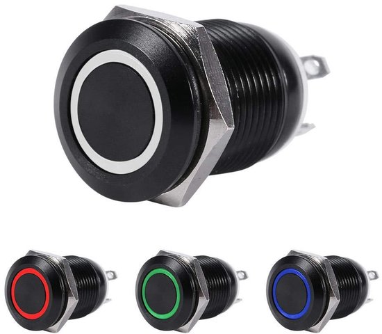 LED Push Button 12V 2A 12mm Currently Waterproof Power On/Off Switch ...