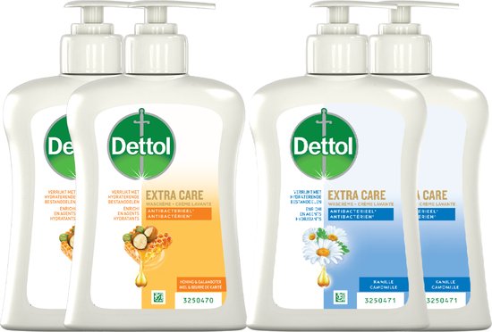 Dettol - Extra Care Honey & Sheabutter 2x250ML - Extra Care Chamomile 2x250ML -... | bol
