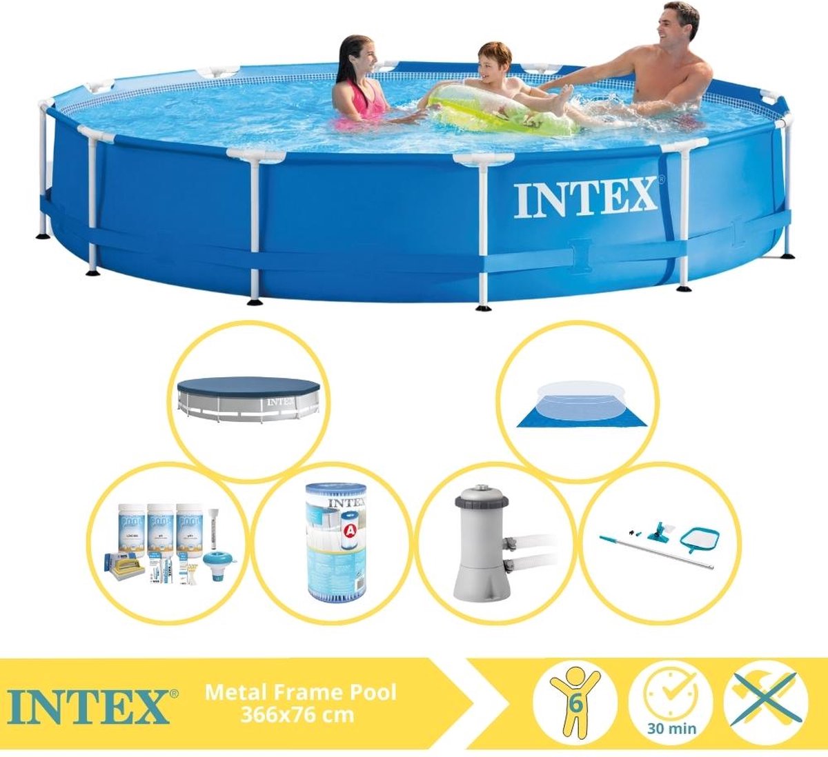 Piscine à ossature Métal Intex - Piscine hors sol - 366 x 76 cm ...