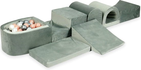 Foam speelset - met ballenbak en 100 ballen - 7-delig - grijs | bol