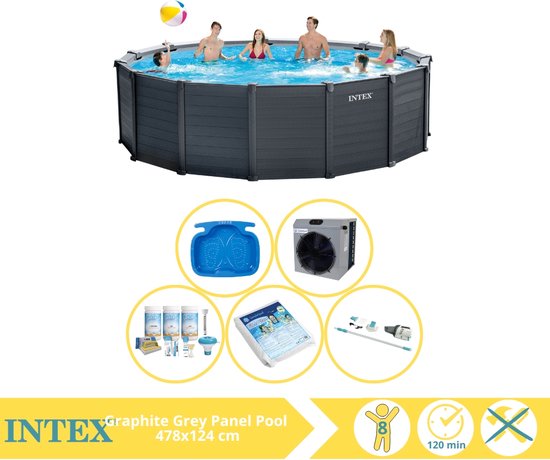 Intex Graphite Gray Panel Zwembad - Opzetzwembad - 478x124 cm ...