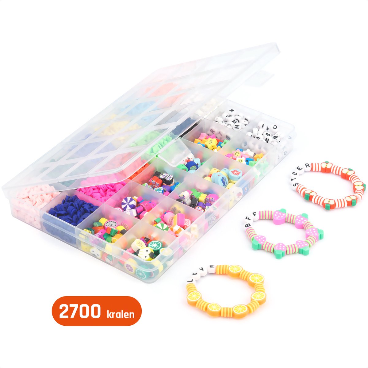 Kralen set met polymeer kralen, katsuki kralen en letterkralen - 2700 ...