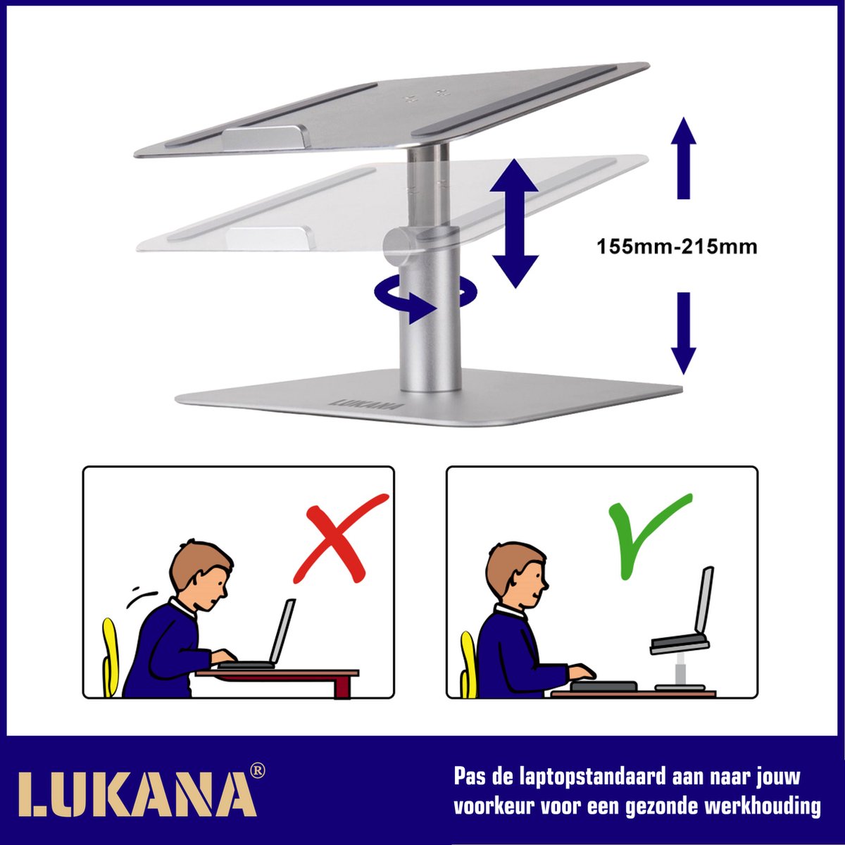 Lukana Laptop Standaard Verstelbaar en Draaibaar - Laptop Verhoger ...