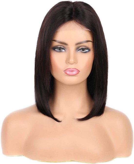 Gratyfied - Pruiken Dames Echt Haar - Pruik Zwart - Pruiken Dames ...