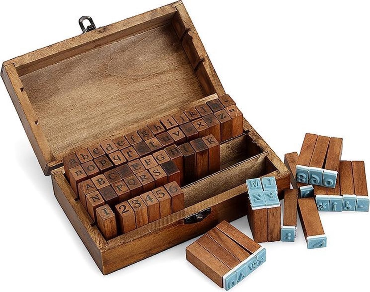 New Age Devi - "70-delige Houten Stempel-Set: Alfabet, Letters ...