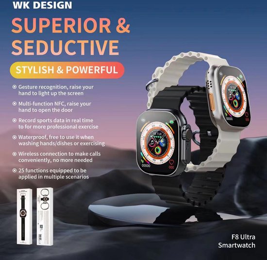 Smartwatch-Smart watch Ultra -Nieuwe Slimme F8 Ultra Smartwatch-ZWART ...