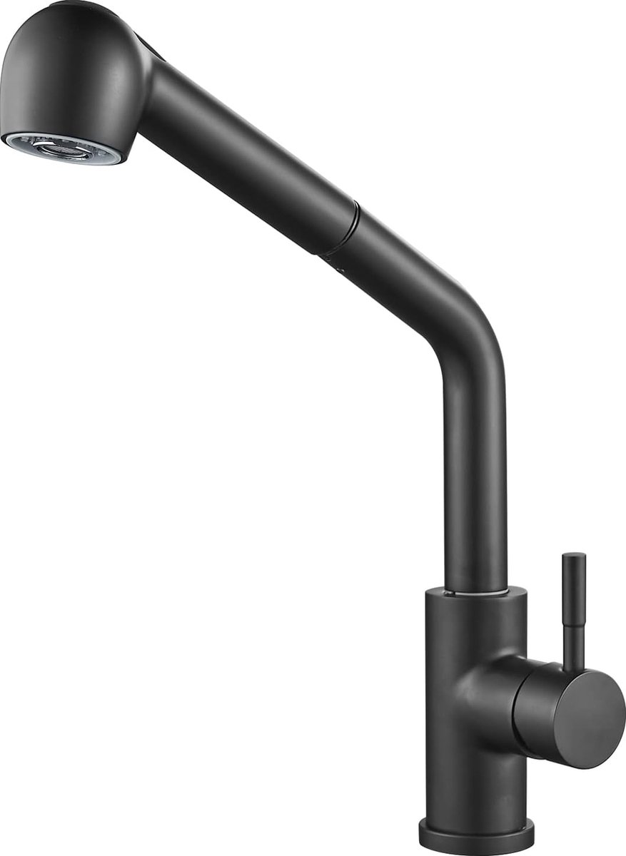 Kraan keuken, zwart, uittrekbaar, keukenkraan, uittrekbaar, van roestvrij staal, 360°... | bol.com