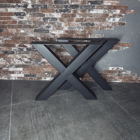Maison DAM – 2x industriële tafelpoot X met koker 10x10cm, mat zwart ...
