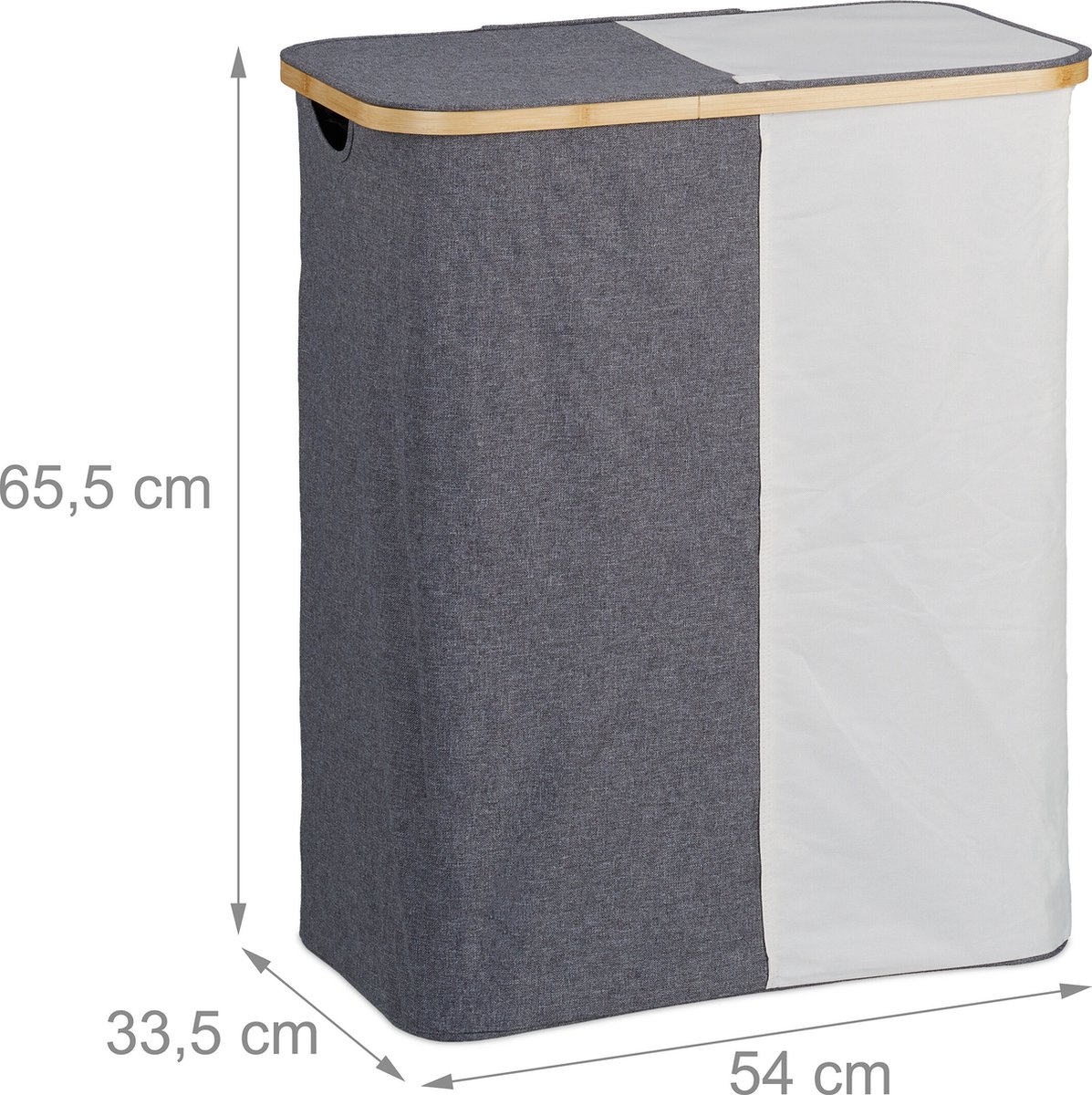 Relaxdays dubbele wasmand - wassorteerder 2 vakken - grote wasgoedmand ...