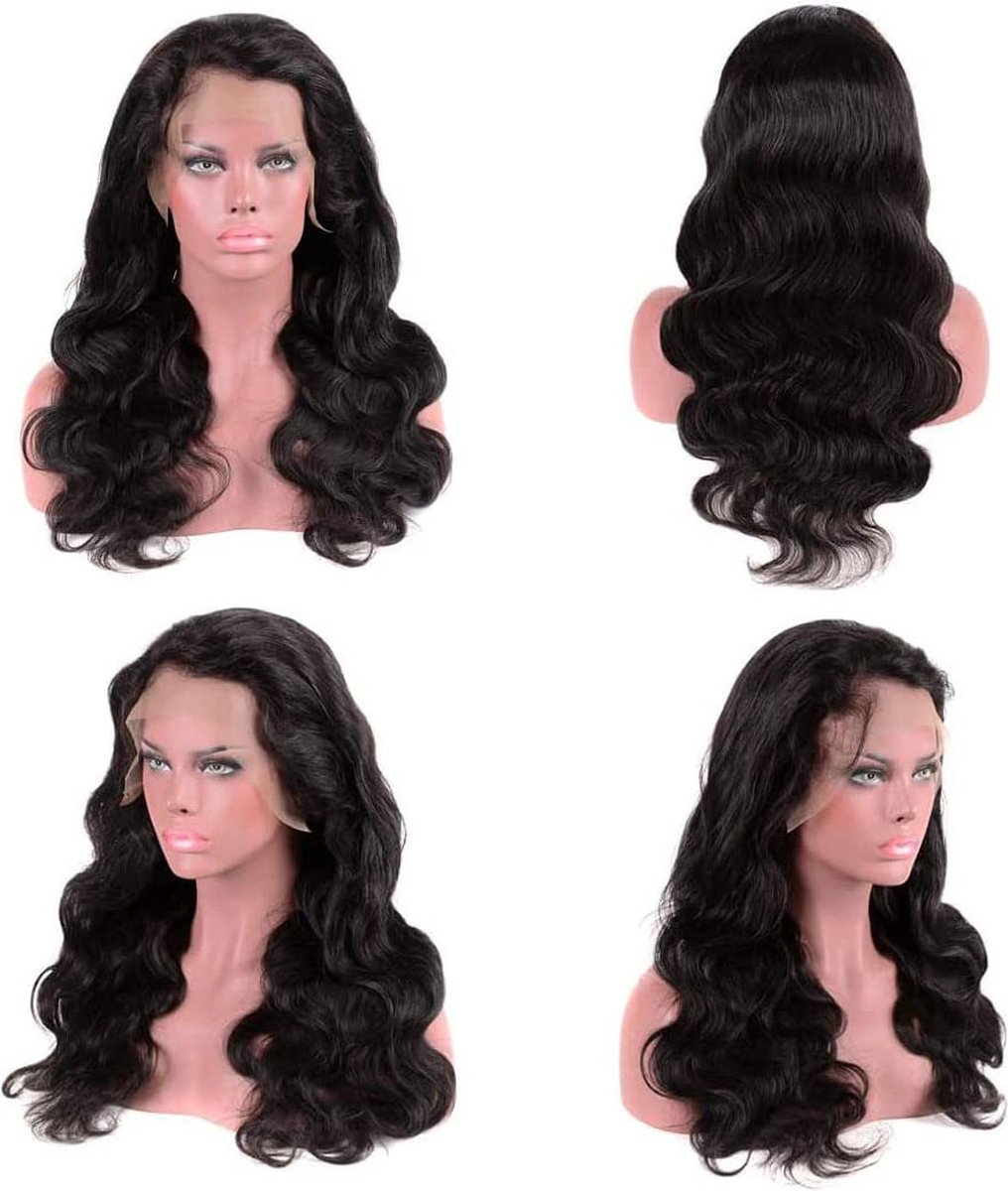 Gratyfied - Pruiken Dames Echt Haar - Pruik Zwart - Front Lace Wig - 55 ...