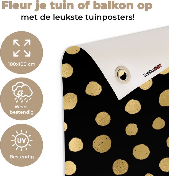 Tuindoek Goud - Stippen - Patroon - Zwart - 100x100 cm | bol.com