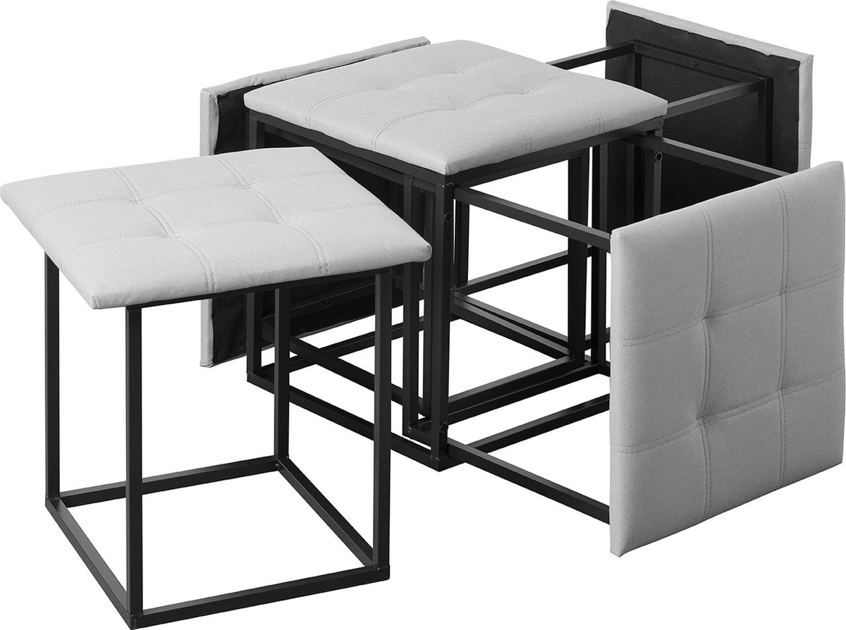 Brulo – ottoman 5 in 1 poef – stoel – 5 stoelen – beige / wit – met ...