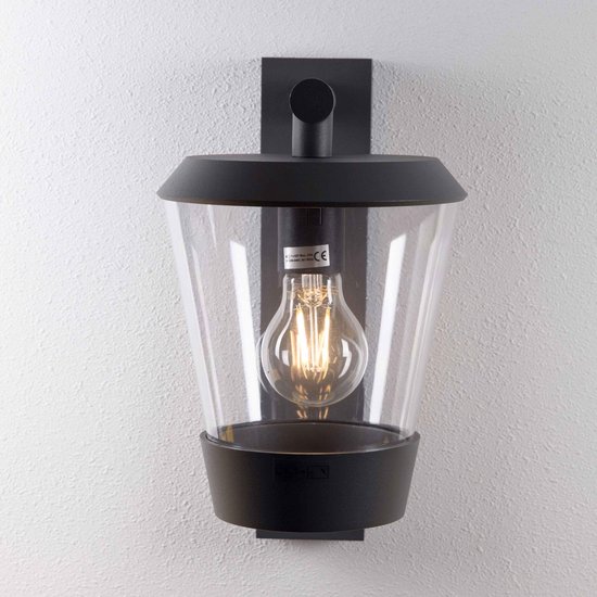 Donkergrijze design muurlamp van glas incl. sensor - Jonah | bol