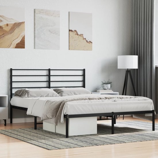 vidaXL Bedframe met hoofdbord metaal zwart 120x200 cm | bol.com