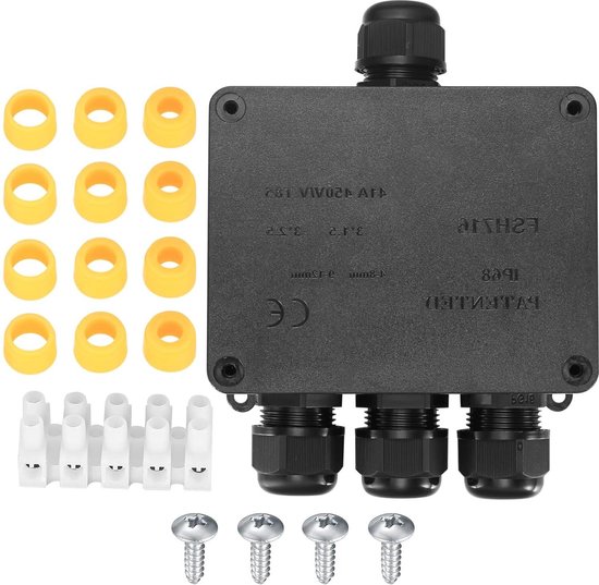 Waterproof Junction Box 4 Way Outdoor Cable Connector - Black Extension ...