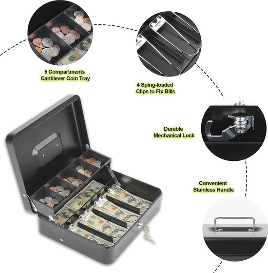 Geldkist met Slot en Sleutels - Draagbare Metalen Spaarpot met ...