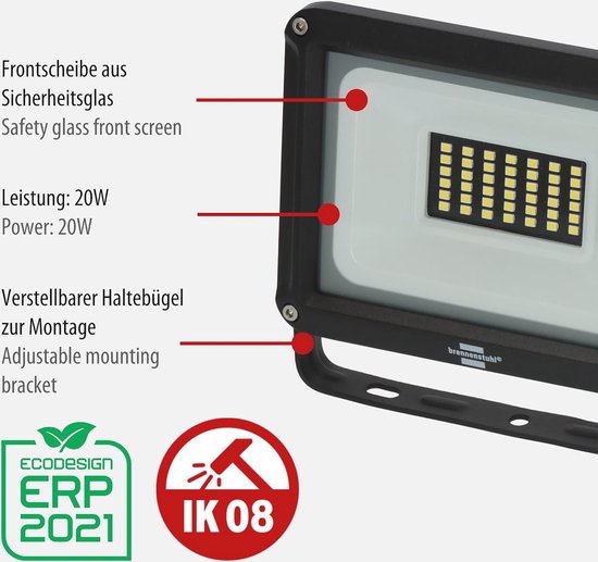 LED Wandlamp 20W - Superheldere Buitenlamp met IP65 Bescherming | bol
