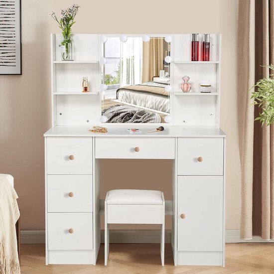 Make-uptafel met ledverlichting - 3 kleurtemperaturen - instelbare ...