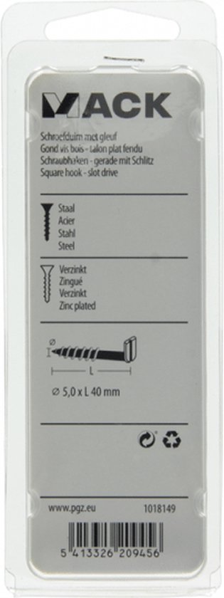 Mack Schroefduim Met Gleuf 18 stuks 5,0 x 40 mm | bol