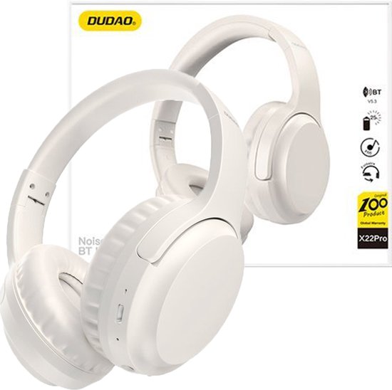 Dudao - X22Pro - draadloze ANC over-ear hoofdtelefoon - wit | bol