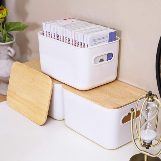 Opbergdoos met deksel - 2 stuks - bamboe design - kunststof ...