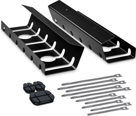 Cable Tray Desk for Easy Mounting Under Table - Set of 2 Black - with ...