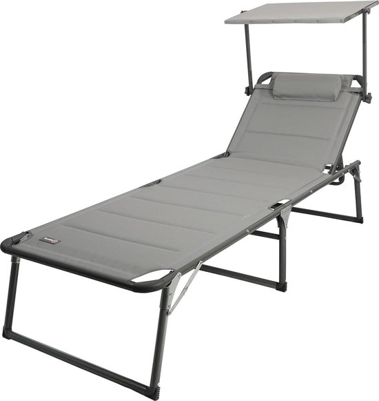 Ligbed tuin met 2x1 textileenopvulling - Sneldrogend schuim - Zijvak en ...