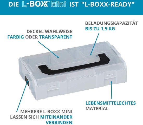 Sortimo mini-opbergdoos zwart deksel transparant 3 stuks - set mini ...