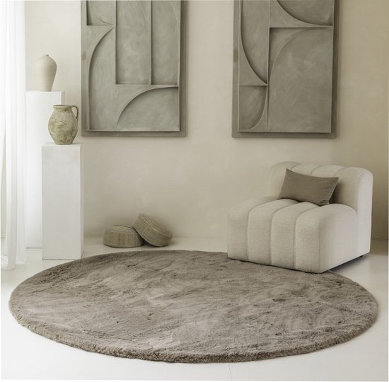 Carpet Studio Comfy Tapijt Rond Taupe, Tapijt Woonkamer Ø160 cm ...