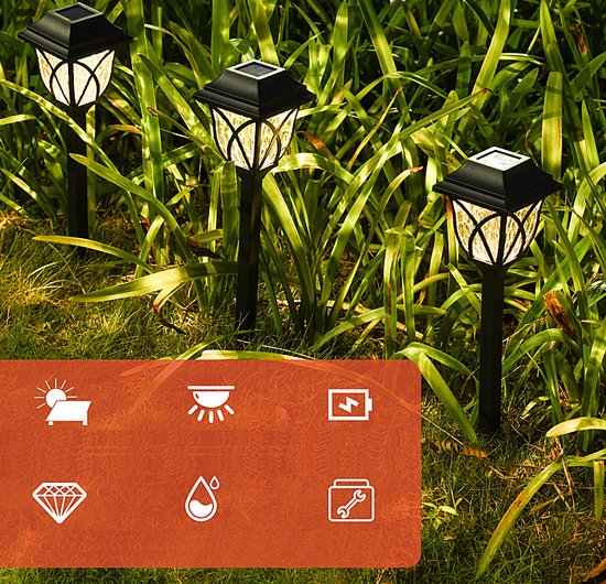 Solar priklamp - - Set van 8 stuks -Padverlichting- Vierkant ...