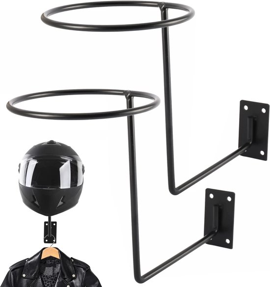 Motorhelmhouder, 2 stuks, wandmontage helmopslag, helm, zwart ...