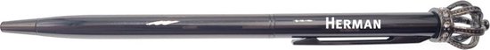 Pen Met Gravering - Kroon - Met Naam - Herman - Zwart | bol