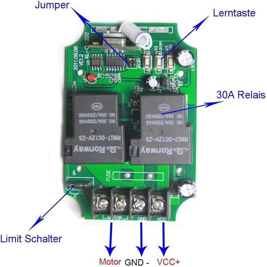12V DC motor drive radio remote control - high power 30A - linear drive ...