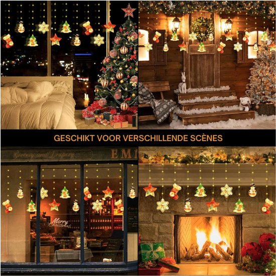 Kerst Lichtjesgordijn 3m x 0,65m - Decoratieve Raamverlichting Met LED ...